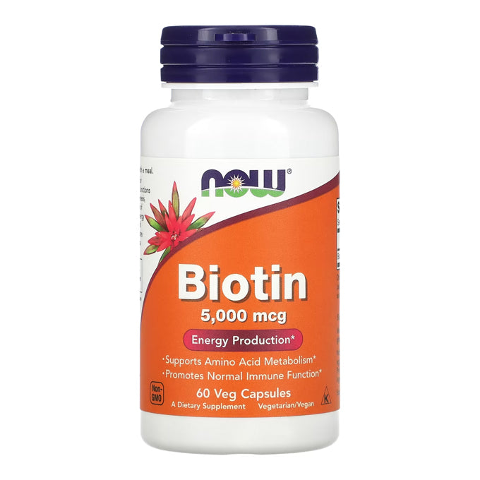 NOW Biotin 5,000 mcg 60 Veg Capsules – Sidalih.com || صيدلية.كوم