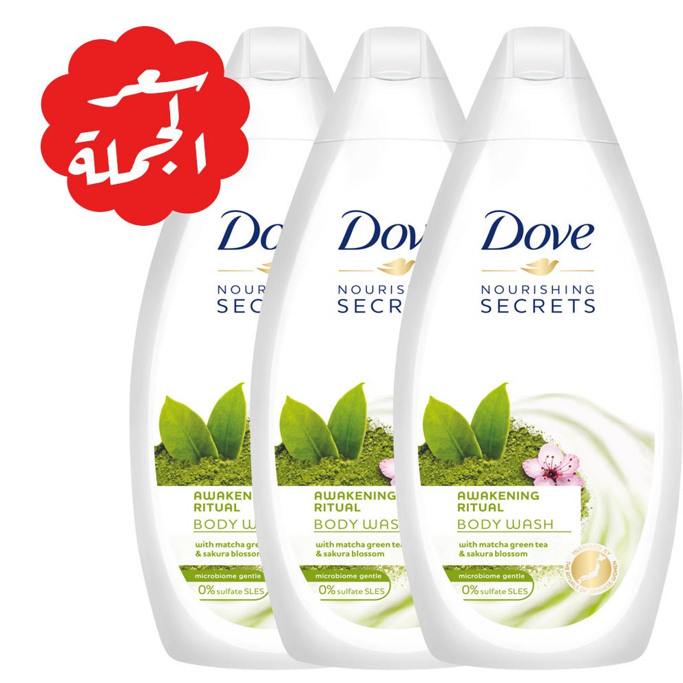 عرض دوف غسول استحمام بشاي الماتشا الأخضر وزهور الساكورا 500 مل×3 – Sidalih.com || صيدلية.كوم