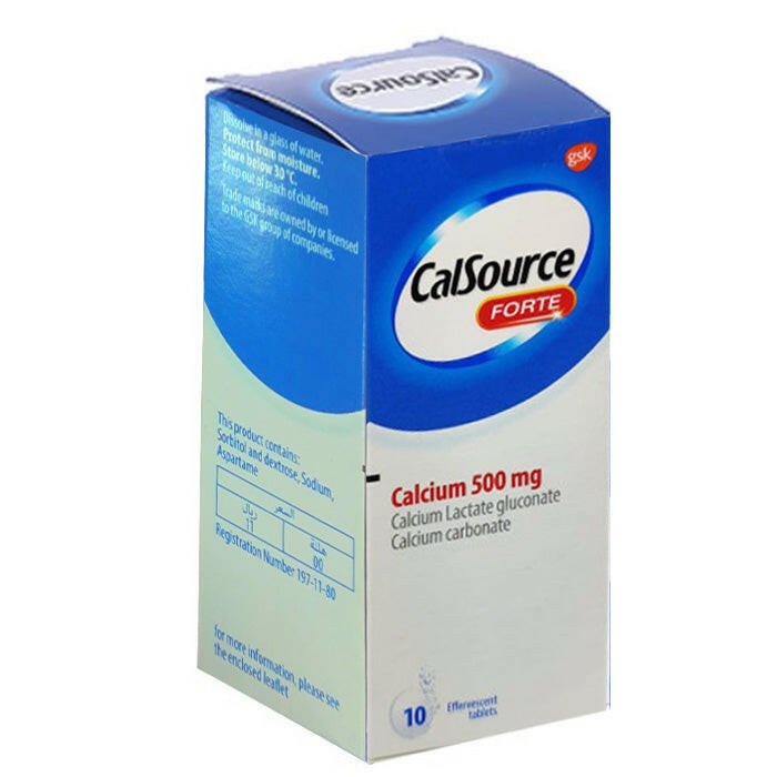 Calsource Forte 500 mg Effervescent Tablets 10pcs – Sidalih.com || صيدلية.كوم
