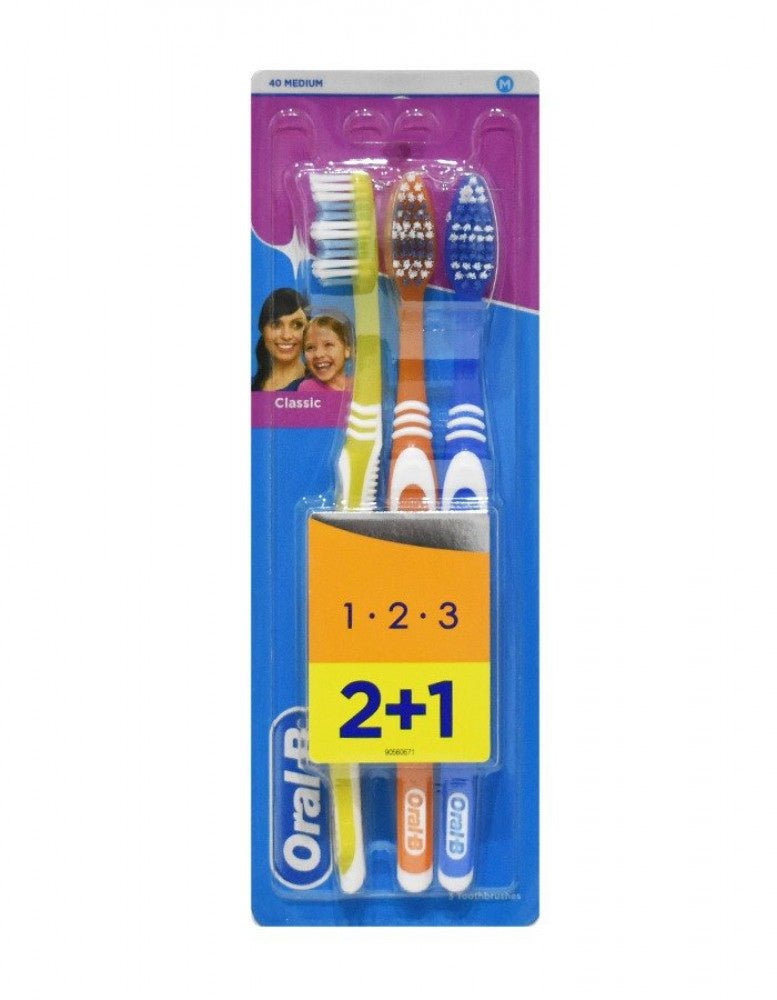 عرض أورال-بي كلاسيك فرشاة اسنان متوسط - متعددة الالوان 2+1 – Sidalih.com || صيدلية.كوم