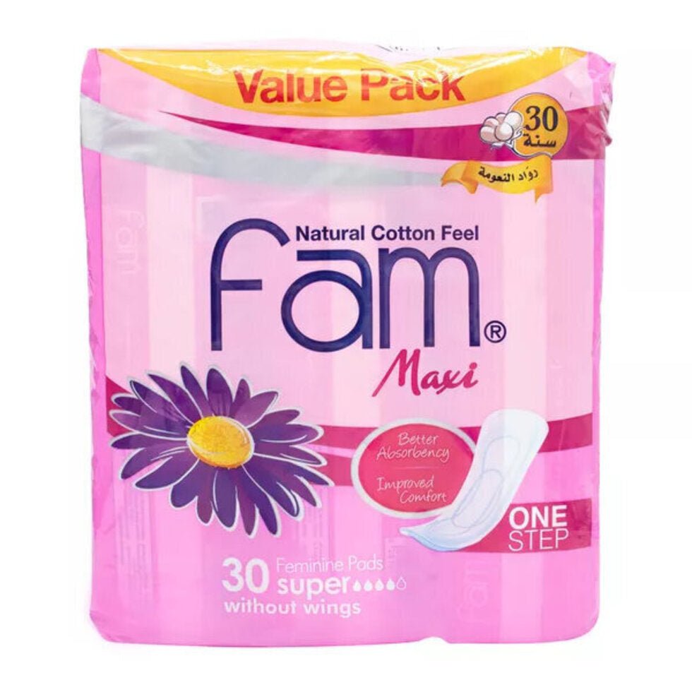Fam Maxi Sanitary Napkins Without Wings Super - (Economy Pack) - 30 pa ...