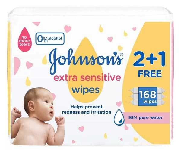جونسون مناديل أطفال مبللة فائقة الحساسية 56 عبوه 2+1 مجانا – Sidalih.com || صيدلية.كوم