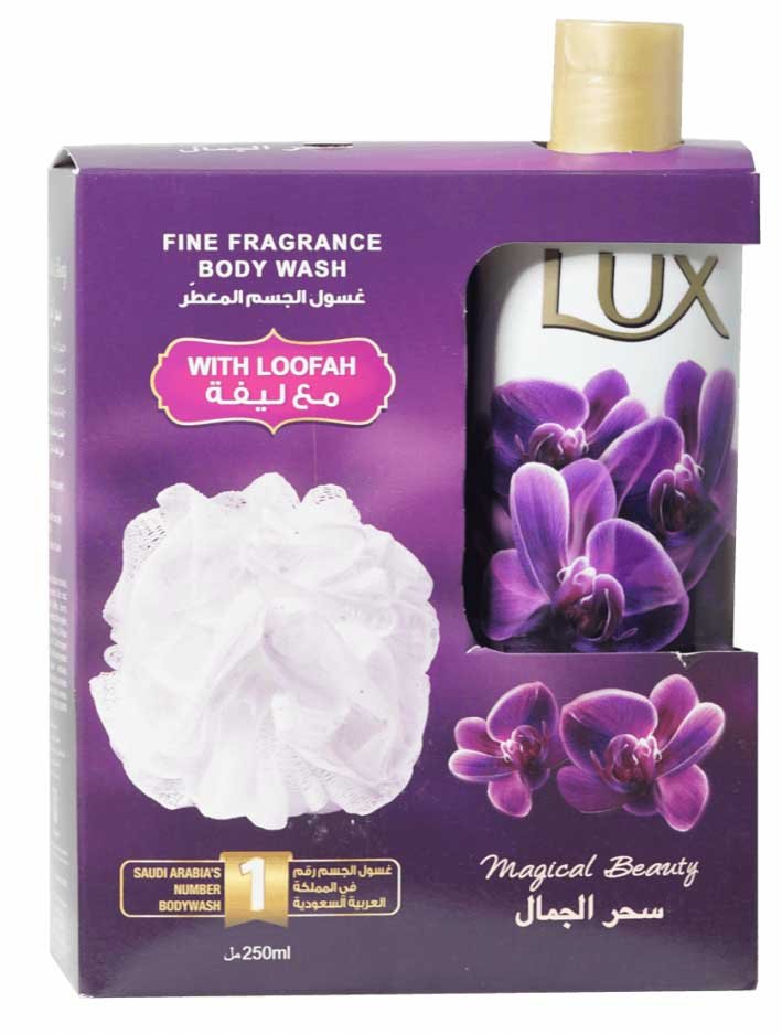 لوكس سائل استحمام سحر الجمال 250 مل مع ليفة – Sidalih.com || صيدلية.كوم